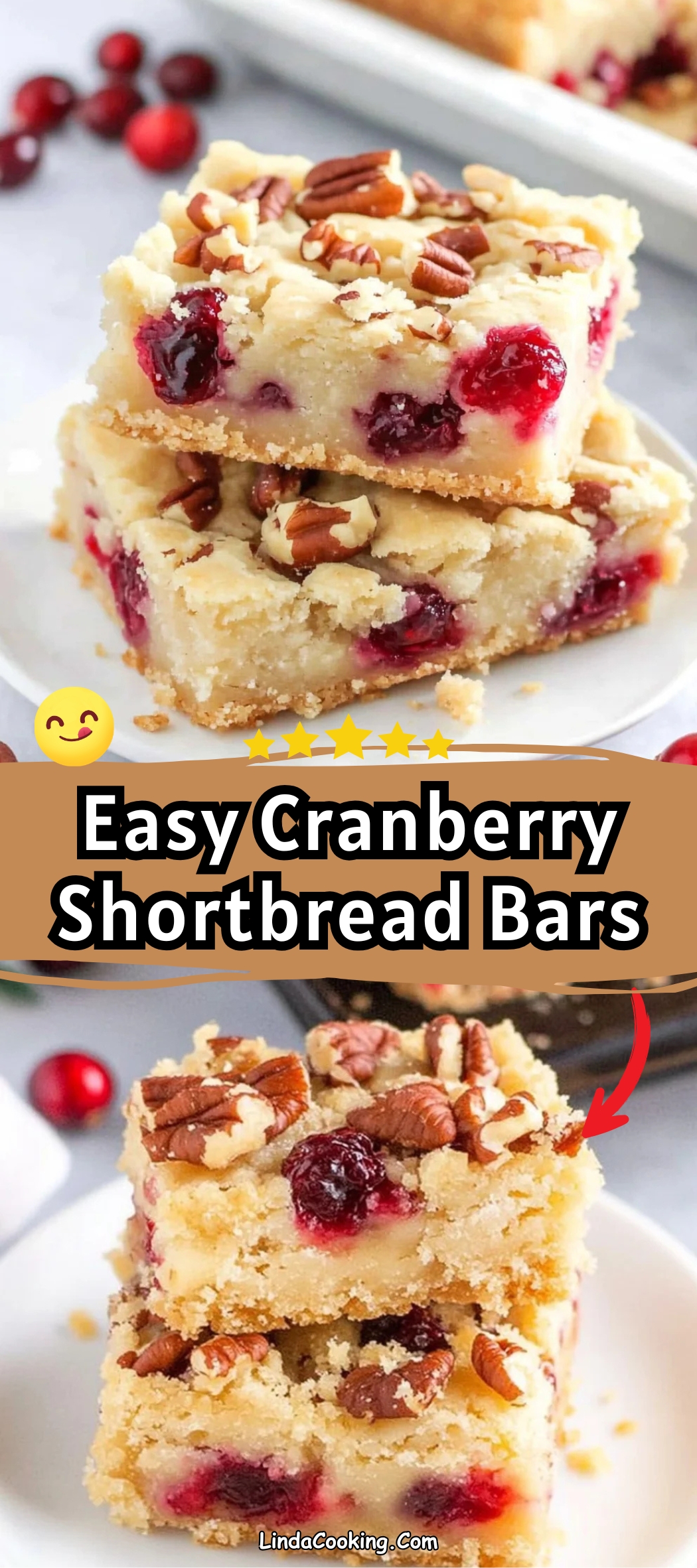Easy Cranberry Shortbread Bars Recipe