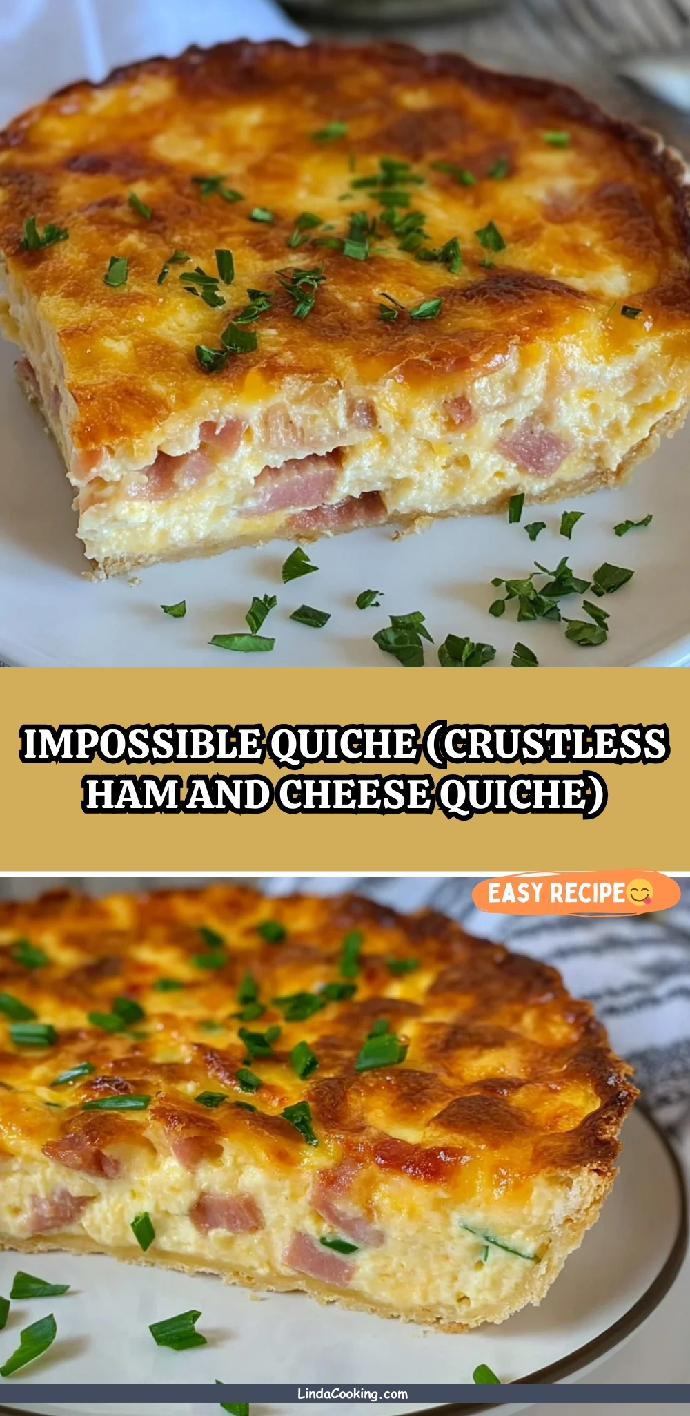 IMPOSSIBLE QUICHE (CRUSTLESS HAM AND CHEESE QUICHE)